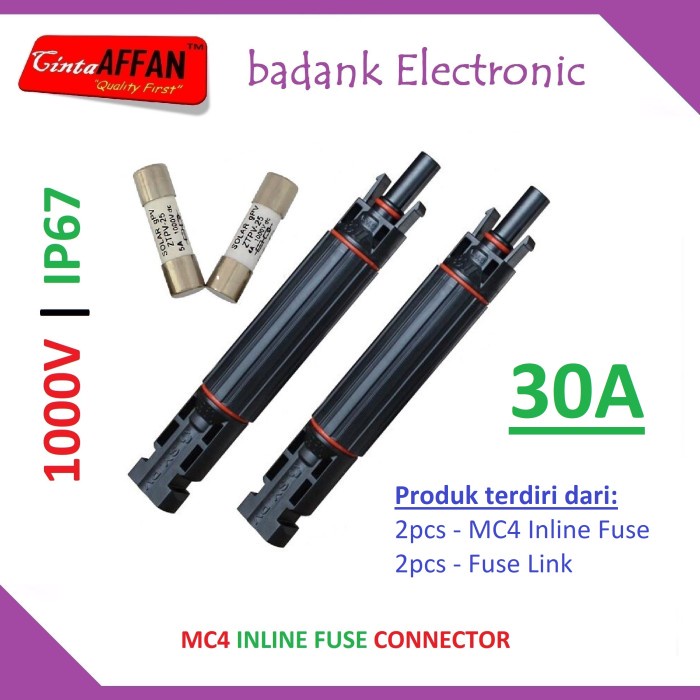 Jual 2pcs - MC4 INLINE FUSE DC 1000V 30A Solar Cell Panel Surya FAZ27 ...