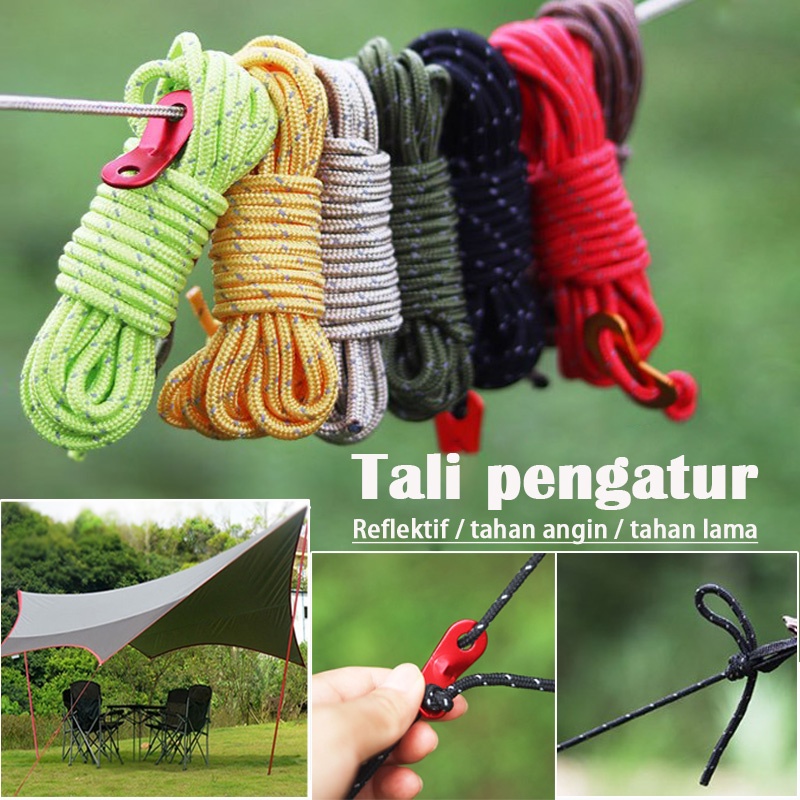 Jual Tali Tahan Angin Paracord Multifungsi Tali Tenda Angin Reflektif ...