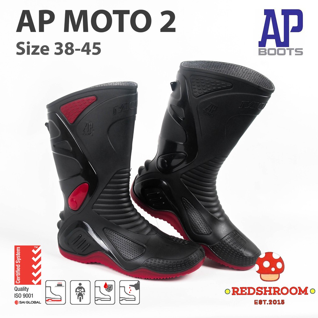 Jual Sepatu Boot Tinggi AP Moto 2 AP Boots Karet Lokal Anti Air Slip ...