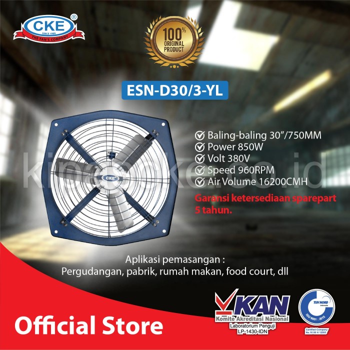 Jual CKE Exhaust Fan ESN-D30 380V INDUSTRI 30 Inch Exhaust Dinding ...