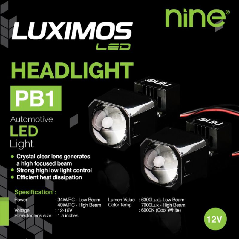 Jual LAMPU BILLED 9NINE ORI LUXINOS PB1 PROJECTOR LED 1,5 INCI 80WATT ...