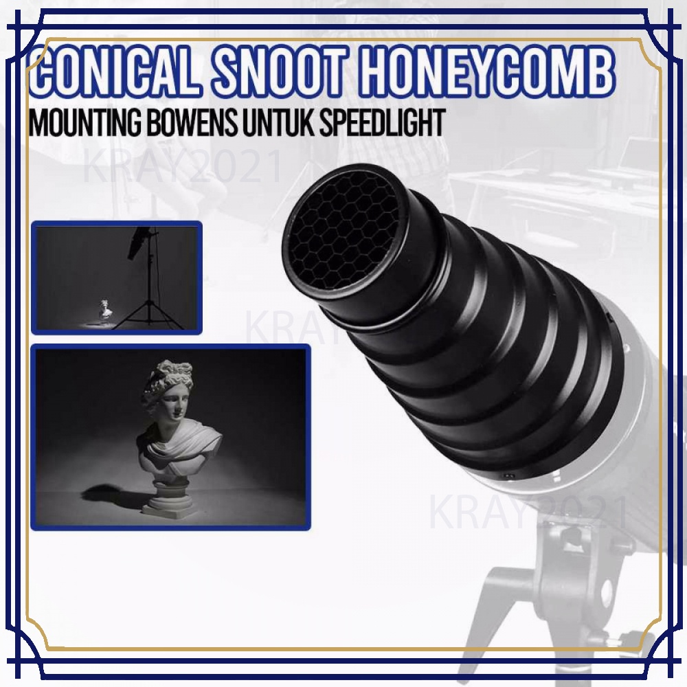 Jual Bowens Mount Conical Snoot Honeycomb for Speedlight Fotografi ...