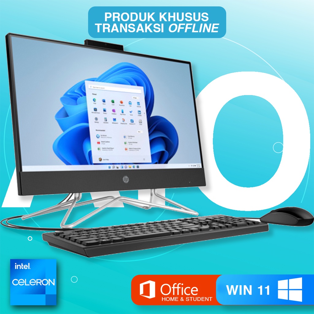 Jual PC HP AIO 22-dd2009d Celeron J4025 4GB 256GB SSD 21,5" Win 11+OHS ...