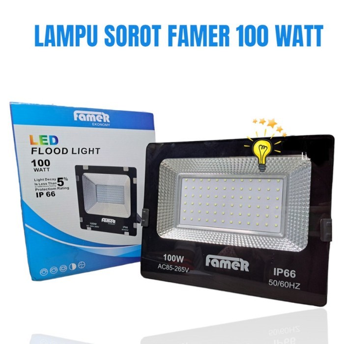 Jual Lampu Sorot LED 100W Flood Light Tembak Outdoor 10W-100 Watt Putih | Shopee Indonesia