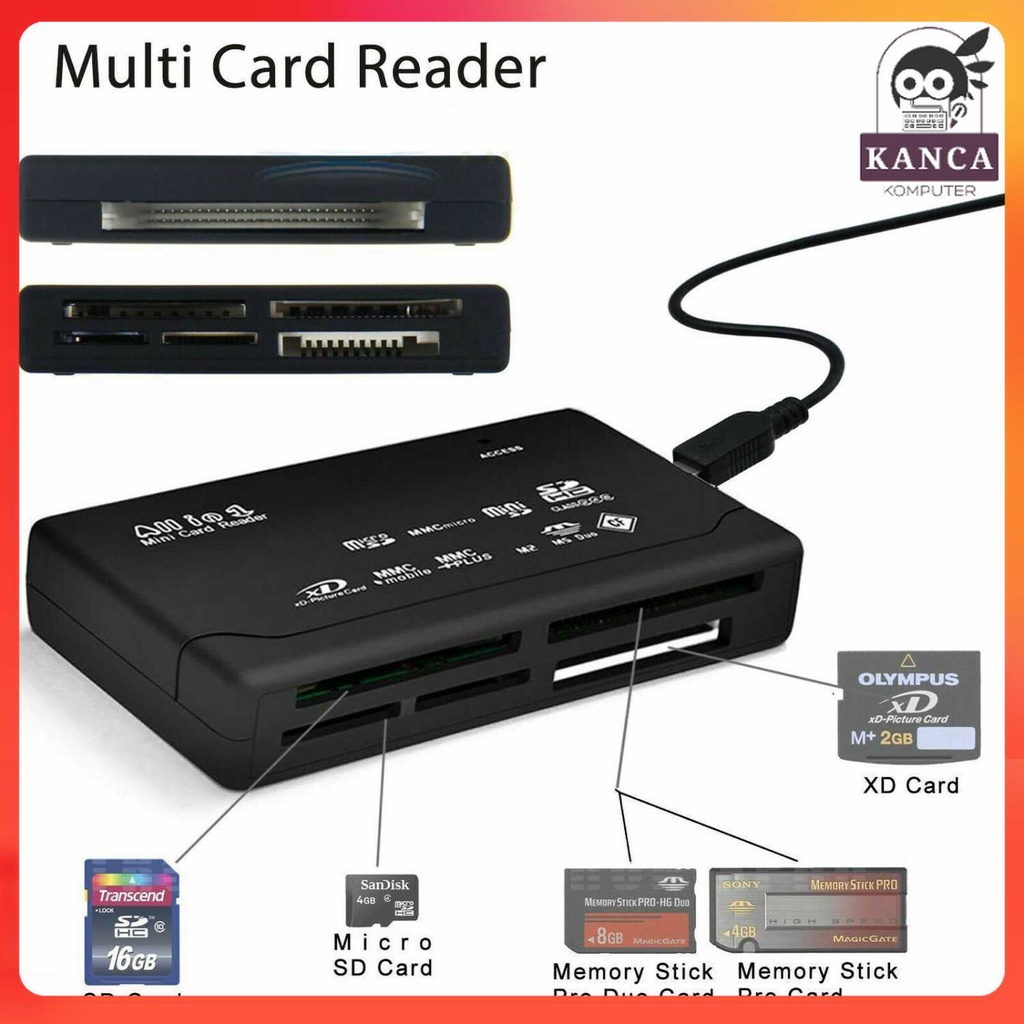 Jual Taffware Card Reader SD XD MMC MS CF SDHC TF Micro SD M2 - SHTC-08 ...