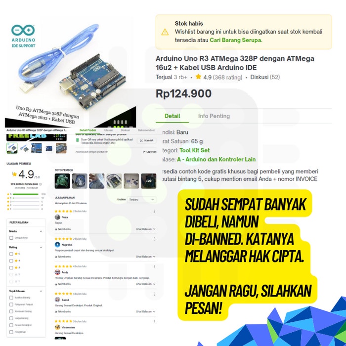 Jual Uno R3 ATMega 328P dengan ATMega 16u2 + Kabel USB Kompatibel Ardu ...