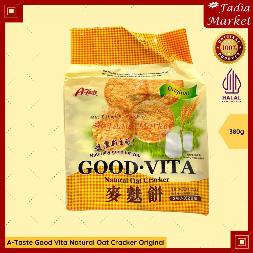 Jual A-Taste Good Vita Natural Oat Cracker Original Biscuit Snack ...