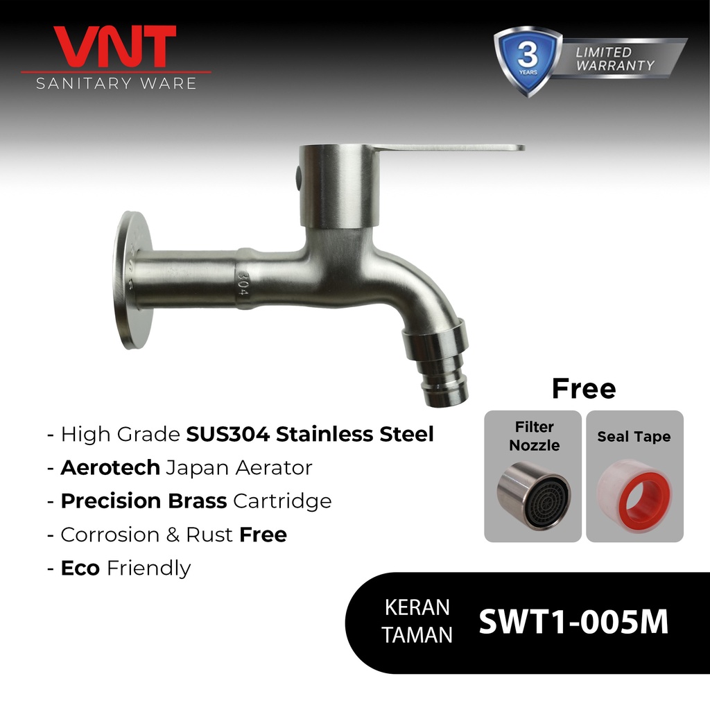 Jual Kran Taman Stainless SWT1-005M VNT Keran Mesin Cuci Air Tembok | Shopee Indonesia