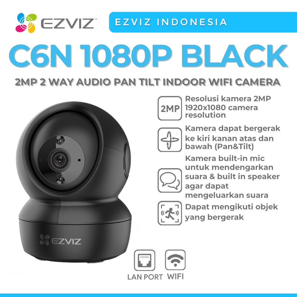 Jual EZVIZ C6N 1080P BLACK 2MP 2WAY AUDIO PAN TILT INDOOR WIFI CAMERA ...