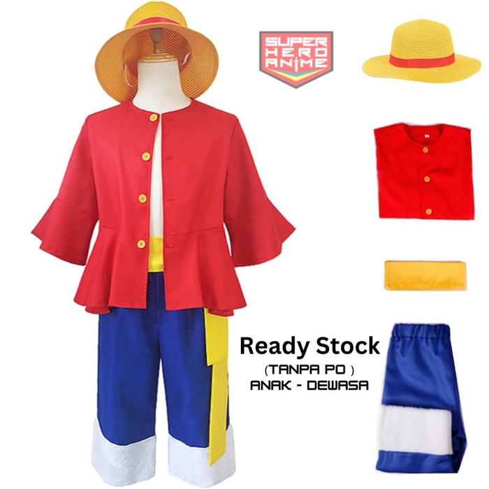 Jual Kostum One Piece Monkey D Luffy Pria Dewasa Topi Jerami Baju ...
