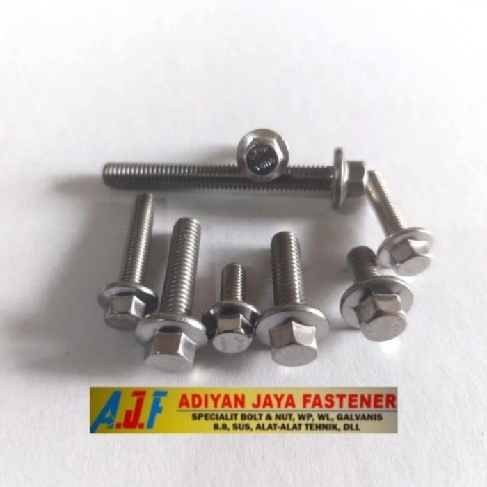 Jual flange bolt / baut flange ( DRAT BAUT 12 ) 8x20 p.1,25 stainless steel 304 KUNCI-10 ...