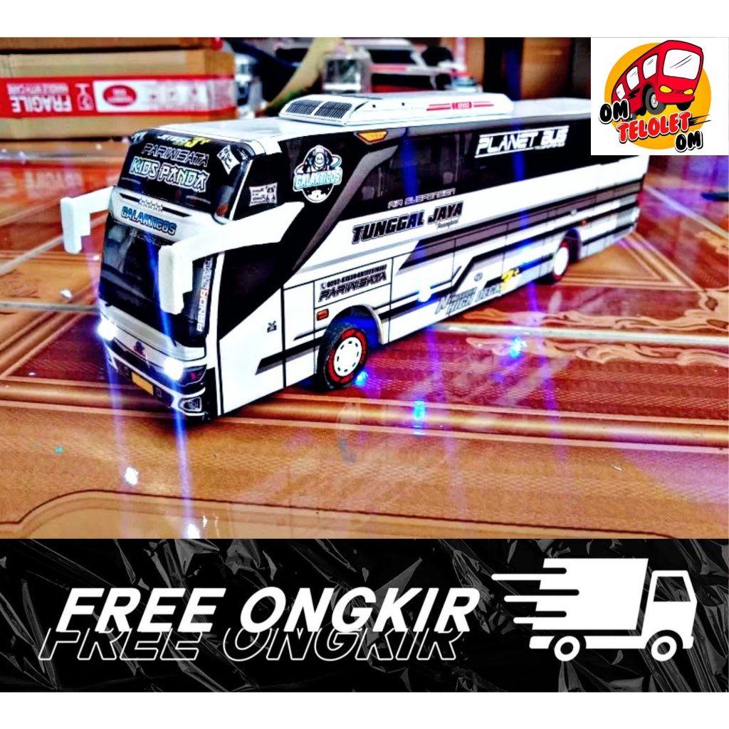 Jual Mainan Miniatur Bus Telolet Basuri Cas Full Lampu Jumbo | Shopee ...