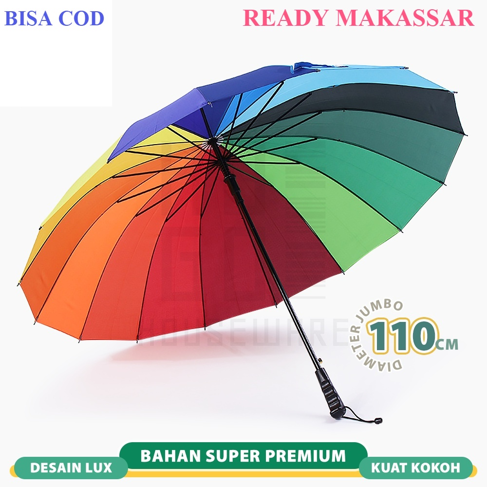 Jual RAINBOW UMBRELLA Payung Golf Pelangi Besar Jumbo Kuat 16 Jari ...