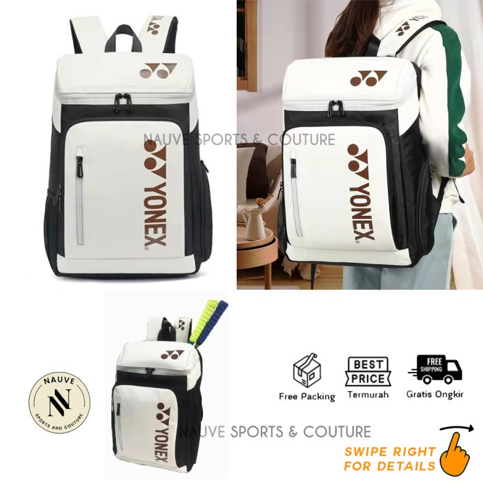 Jual Tas Backpack Ransel Yonex 1408 White Black Badminton Tennis Raket ...