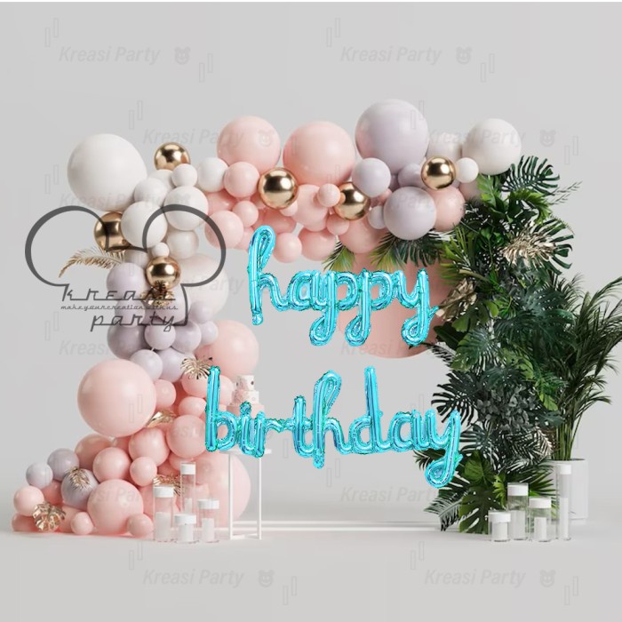 Jual Balon Foil Happy Birthday LATIN BIRU MUDA / Balon HBD LATIN ...