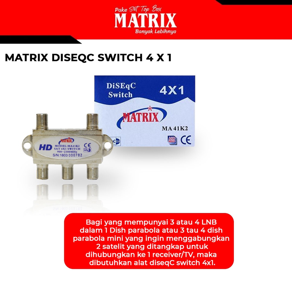 Jual MATRIX - DISEQC Switch 4X1 - Model MA41K2 | Shopee Indonesia