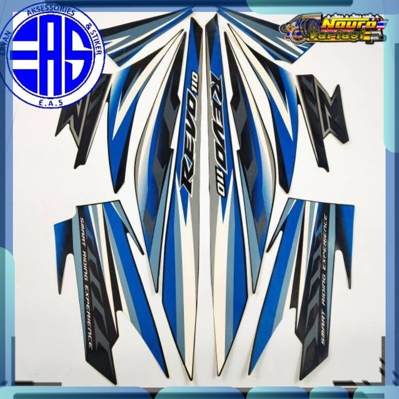 Jual Stiker striping honda revo 110 cw absolut 2011 2012 hitam lis biru ...