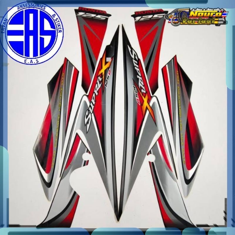 Jual Stiker striping honda supra x 125 d 2010 silver merah stiker motor ...