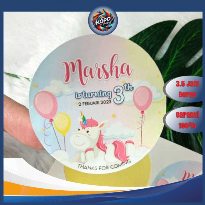 Jual KOPO Sticker Bulat Ulang Tahun Anak Stiker Ultah Free Design ...