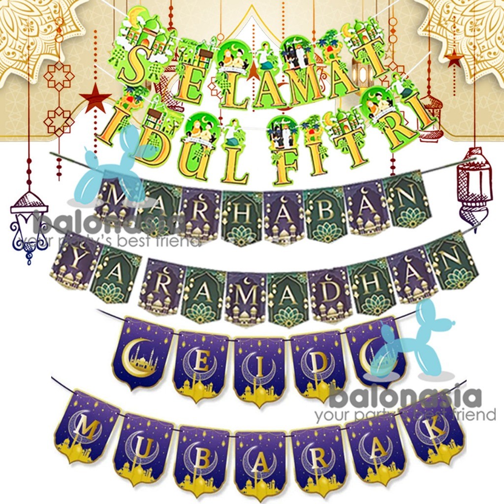 Jual Balonasia Banner Dekorasi Lebaran / Hiasan Idul Fitri marhaban ya ...