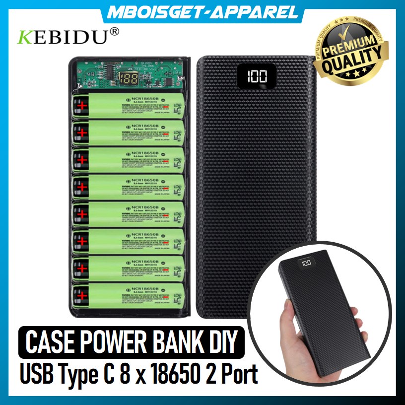Jual MBOISGET - Kebidu DIY Power Bank Case USB Type C 8 x 18650 2 Port ...