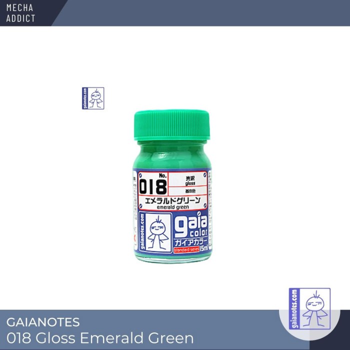 Jual GAIA NOTES PAINT COLOR 018 GLOSS EMERALD GREEN - CAT GUNDAM ...