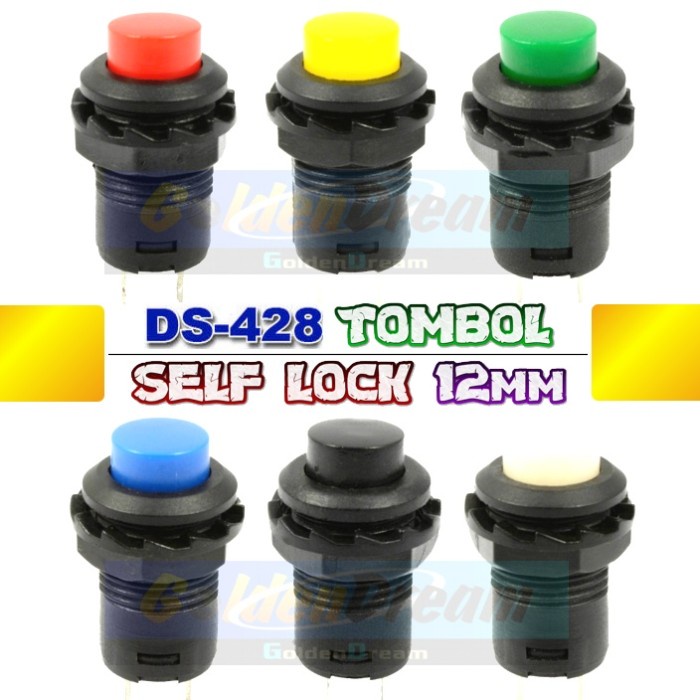 Jual Tombol Self Lock 12mm Plastik DS-428 DS 428 Saklar Tekan On Off AC ...