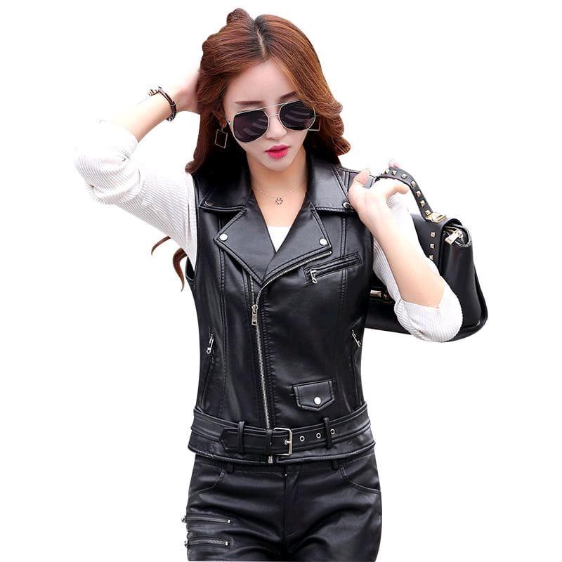 Jual Rompi Kulit Wanita Korea Lucu Fashion Simpel OOTD Slim-fitting ...