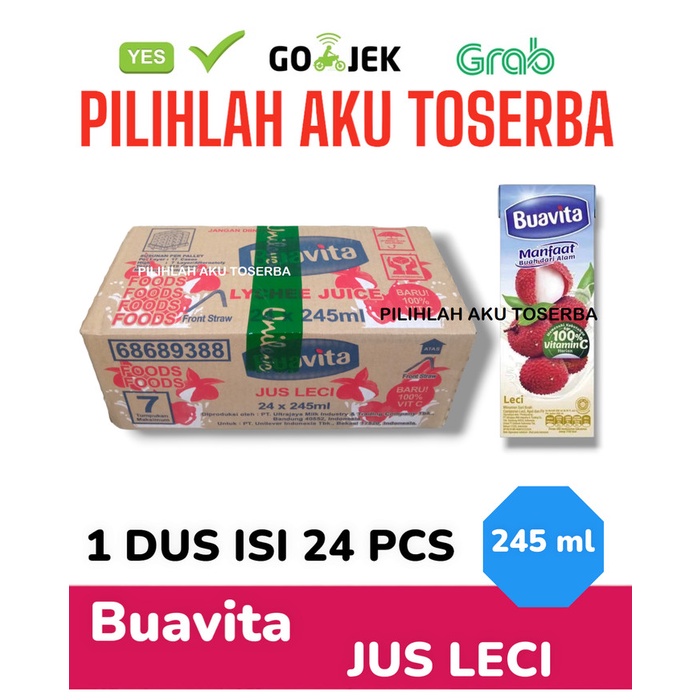 Jual BUAVITA LYCHEE Jus Leci 245 ml - ( HARGA 1 DUS ISI 24 pcs ) | Shopee Indonesia
