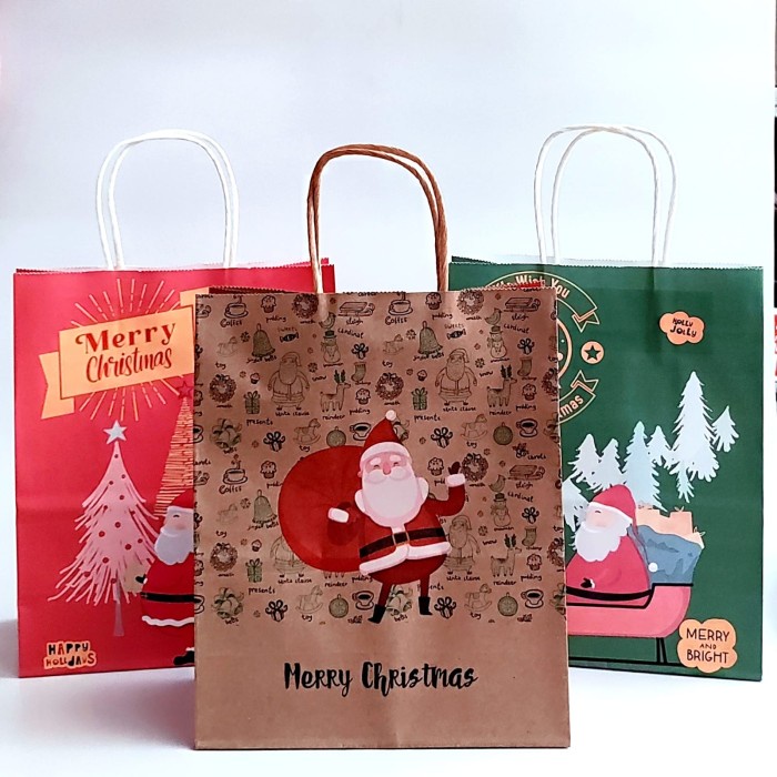 Jual Paper Bag Natal Craft Paper Kantong Souvenir Goodie Bag Shopping ...