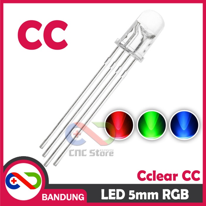 Jual LED RGB RED GREEN BLUE 4P 4 PIN 5MM CLEAR COMMON CATHODE SUPER ...