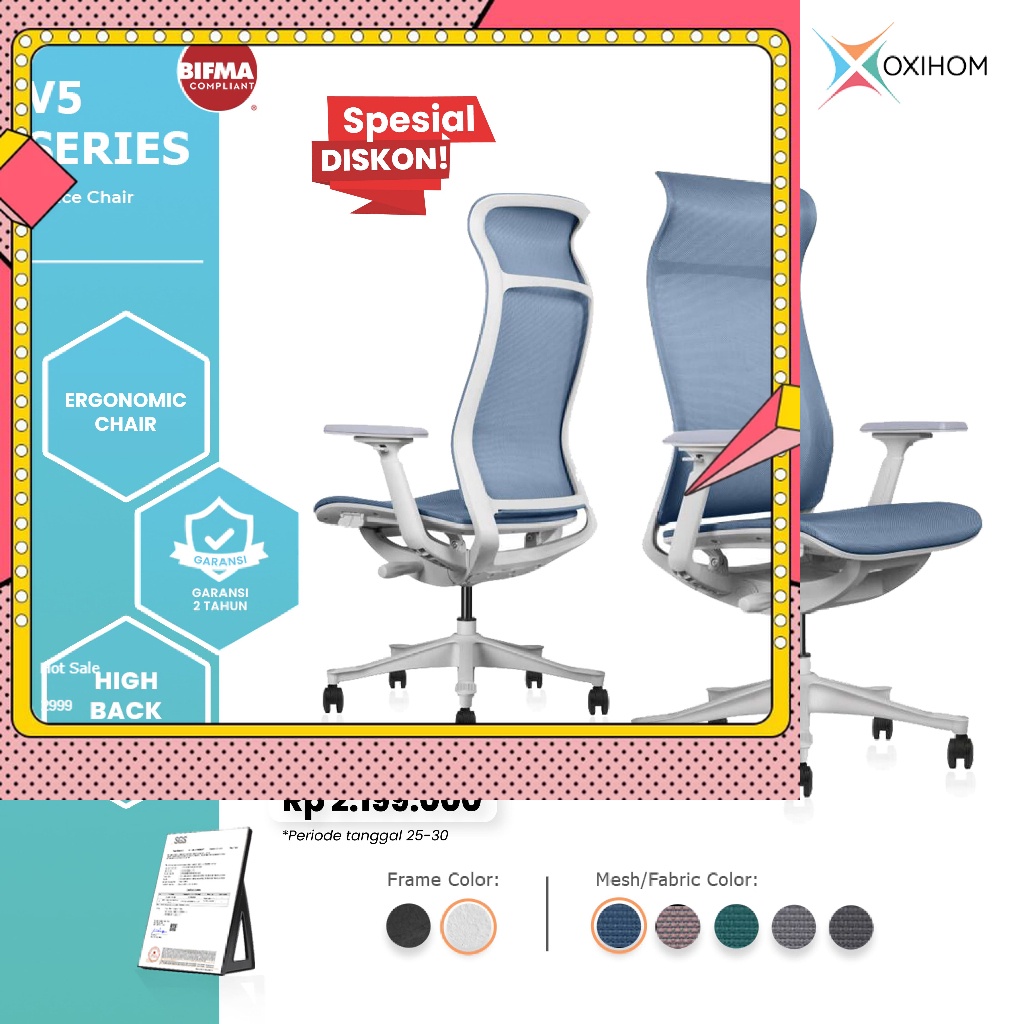 Jual Oxihom V5 Full Mesh Chair Kursi Kantor Kursi Gaming Belajar ...