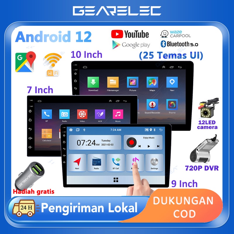 Jual Hadiah gratisGEARELEC Car Radio Mobil Navigasi 4G + 32G Android12 Head Unit with 25 tema ...