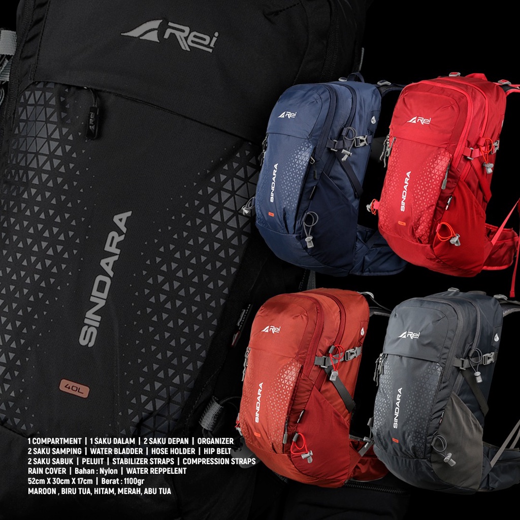 Jual Tas Ransel Gunung / Semi Carrier Sindara 40 Liter Arei Outdoorgear | Shopee Indonesia