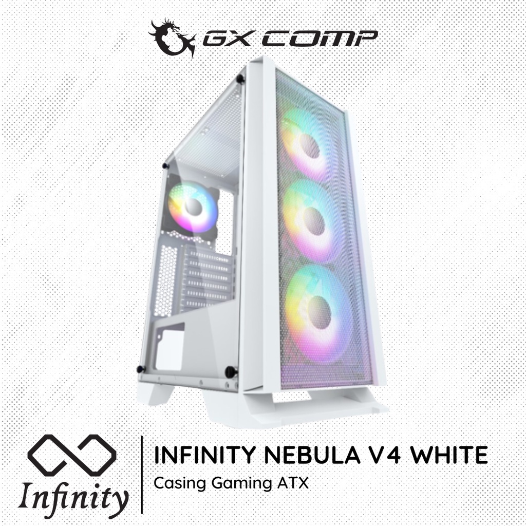 Jual Casing Infinity Nebula V4 White Edition Tempered Glass - ATX ...