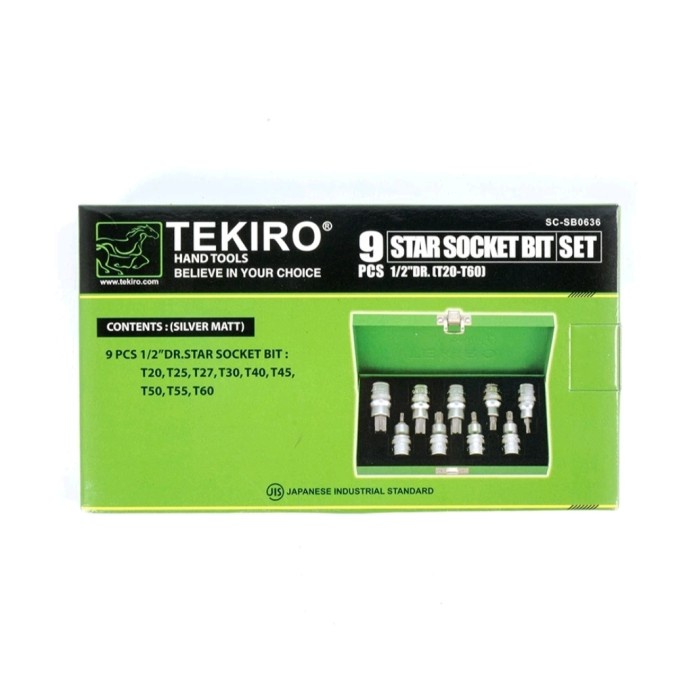 Jual TEKIRO STAR BIT socket SET 9PC(T20-T60) 1/2" mata sock bintang ...