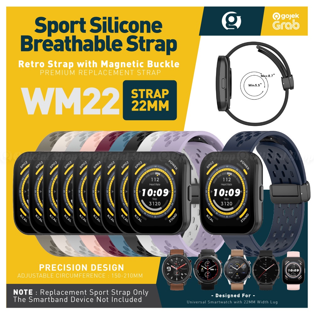 Jual HOP WM22 Magnet Strap 22mm for Amazfit BIP 5 GTR 2 3 4 / Mi Watch ...