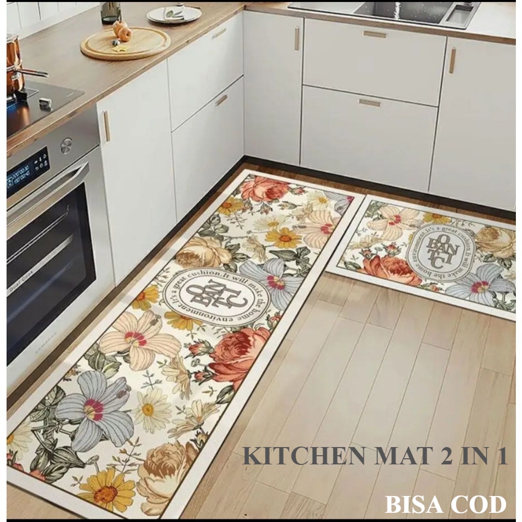 Jual MEWAH! KESET DAPUR 2 IN 1 BAHAN KAIN KITCHEN FLOOR MAT SET / ALAS ...