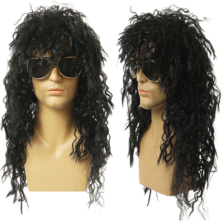Jual Wig Kribo Hitam Wig Punk Rocker Curly Long Rambut Halloween Kostum ...