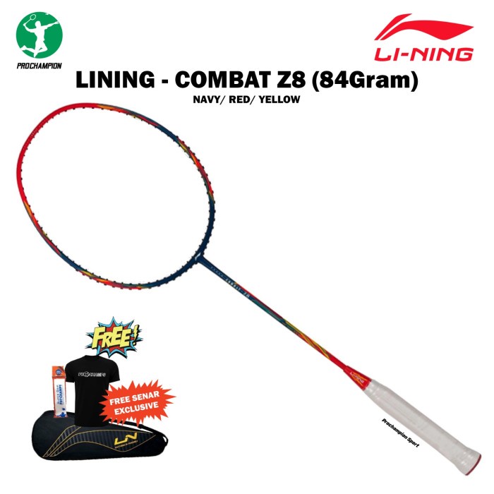 Jual Raket Badminton Lining Combat Z8 / Combat -Z8 84Gr Navy Red Yellow ...