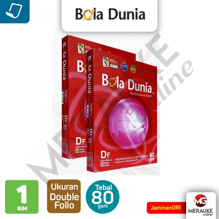 Jual Kertas HVS Bola Dunia Double Folio (DF) 80gsm Isi 500 Lembar ...