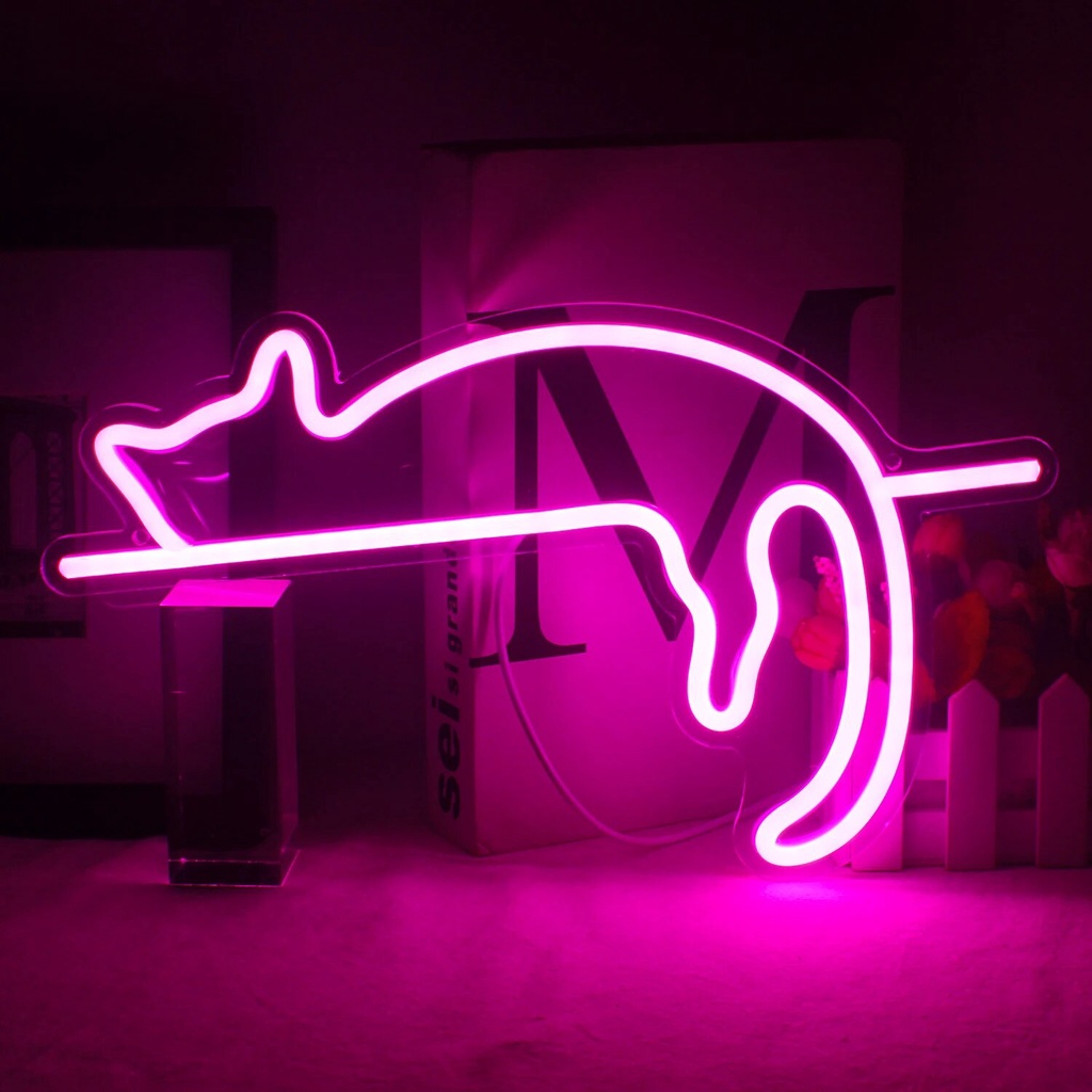 Jual Cat neon sign Art Decor Neon light Wall signs cute cat decor gift ...