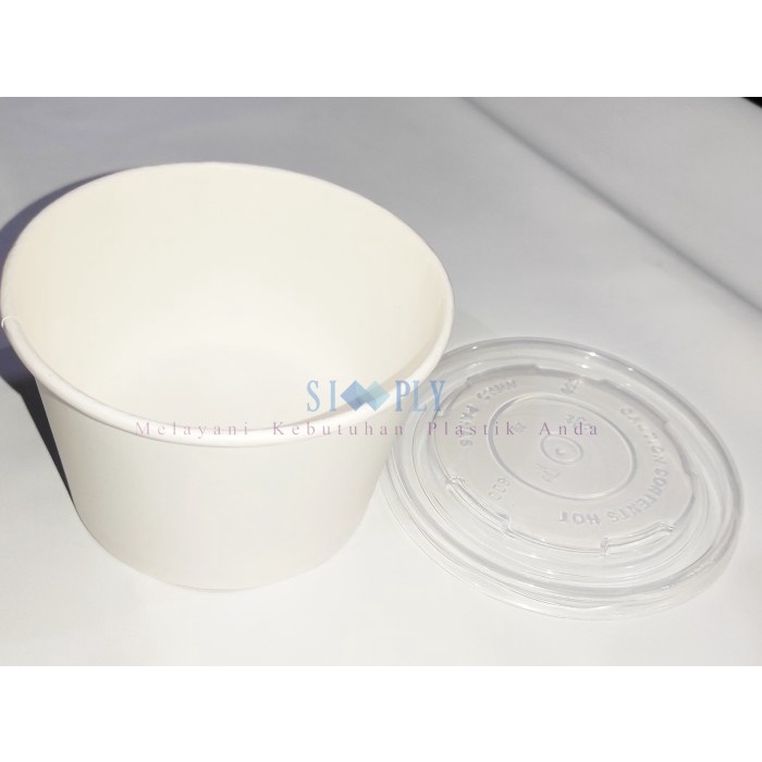 Jual Paper Bowl Polos + Tutup ukuran 650ml /22oz Isi 25set | Shopee ...