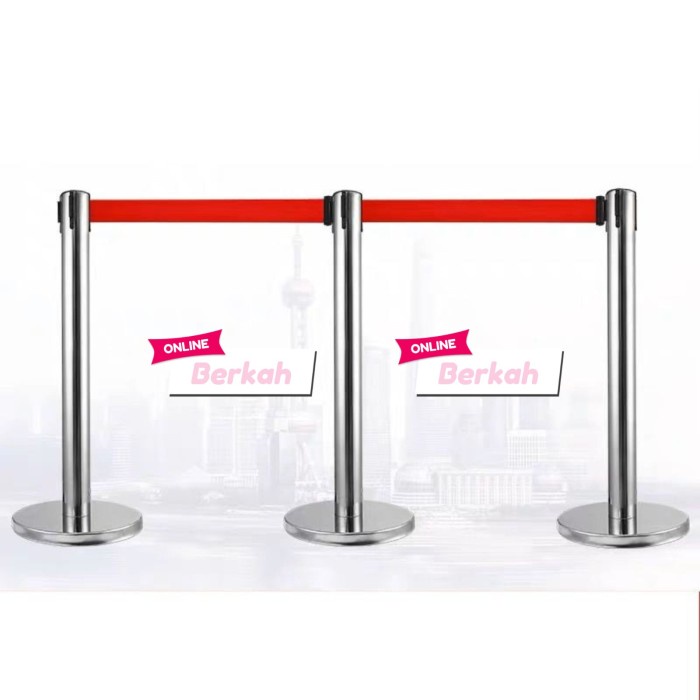 Jual Tiang antrian Stainless / Hitam Tiang pembatas antrian pita 2 mtr ...