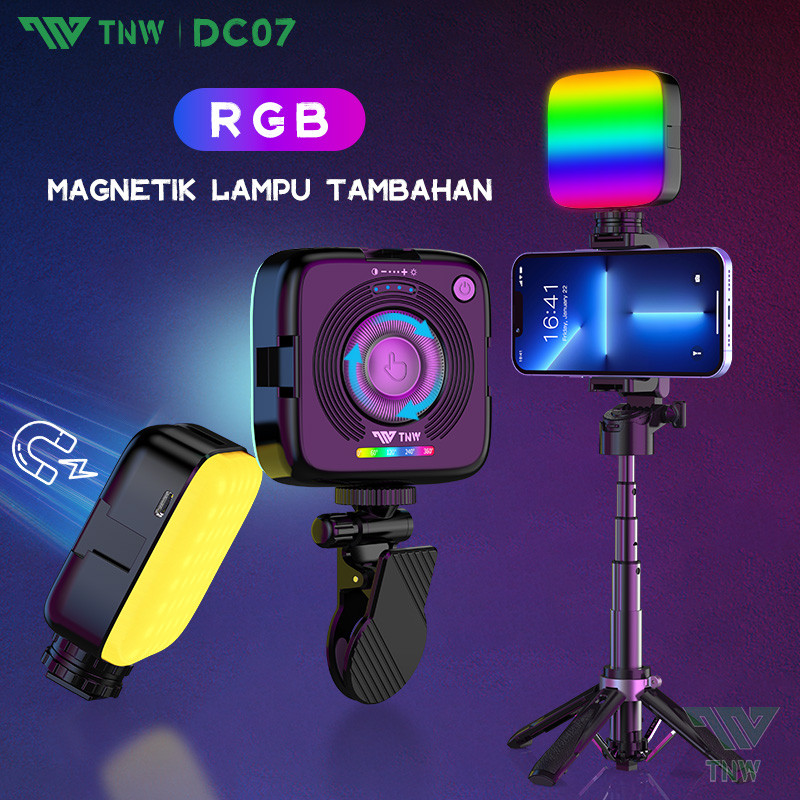 Jual TNW DC07 RGB LED Lampu Mini Video Lighting Konten Kreator Selfie ...