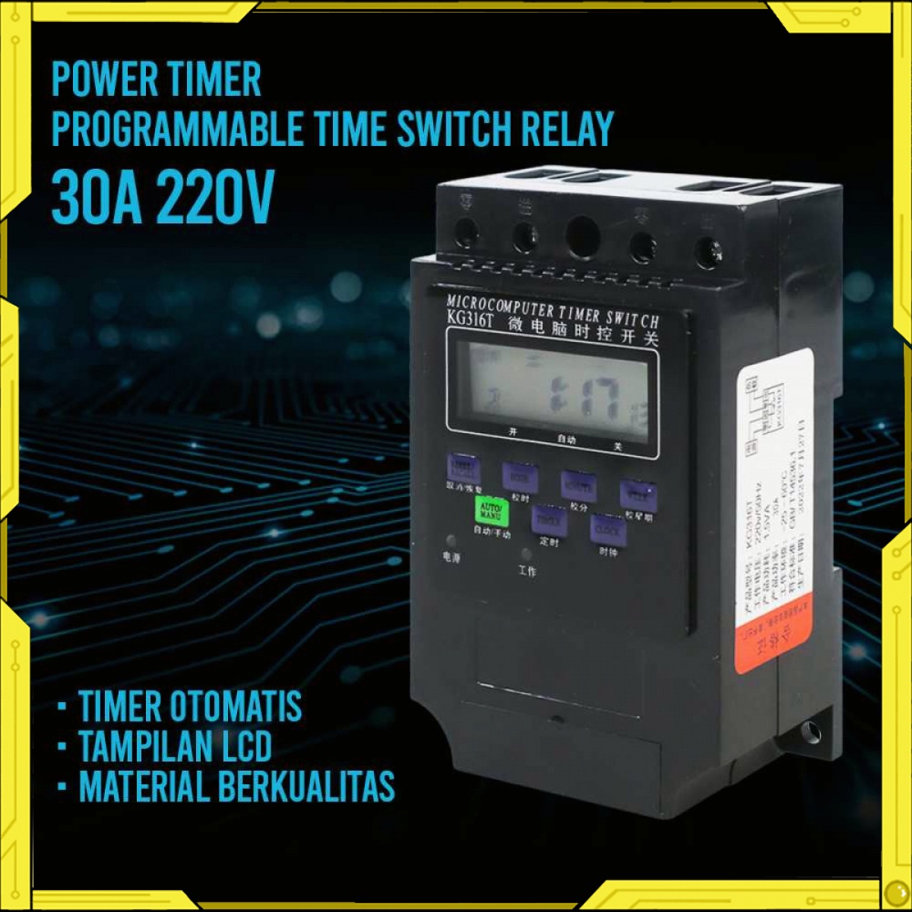 Jual MCB Power Timer Programmable Time Switch Relay 30A 220V -TL114 ...
