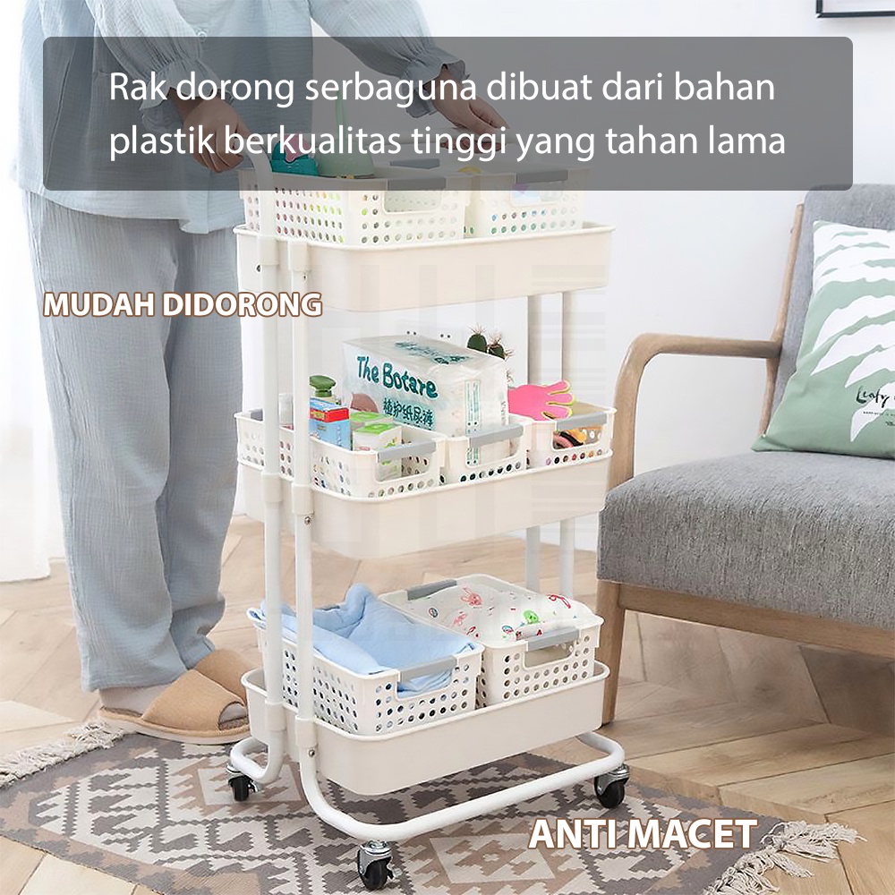 Jual HUGO Rak Dapur Dorong Besi Stainless Steel Rak Troli Susun ...