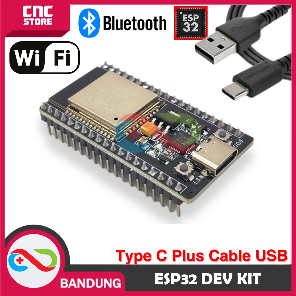 Jual ESP32 ESP-32S DOIT WIFI BLUETOOTH IOT DUAL CORE TYPE-C 38 PIN PLUS ...