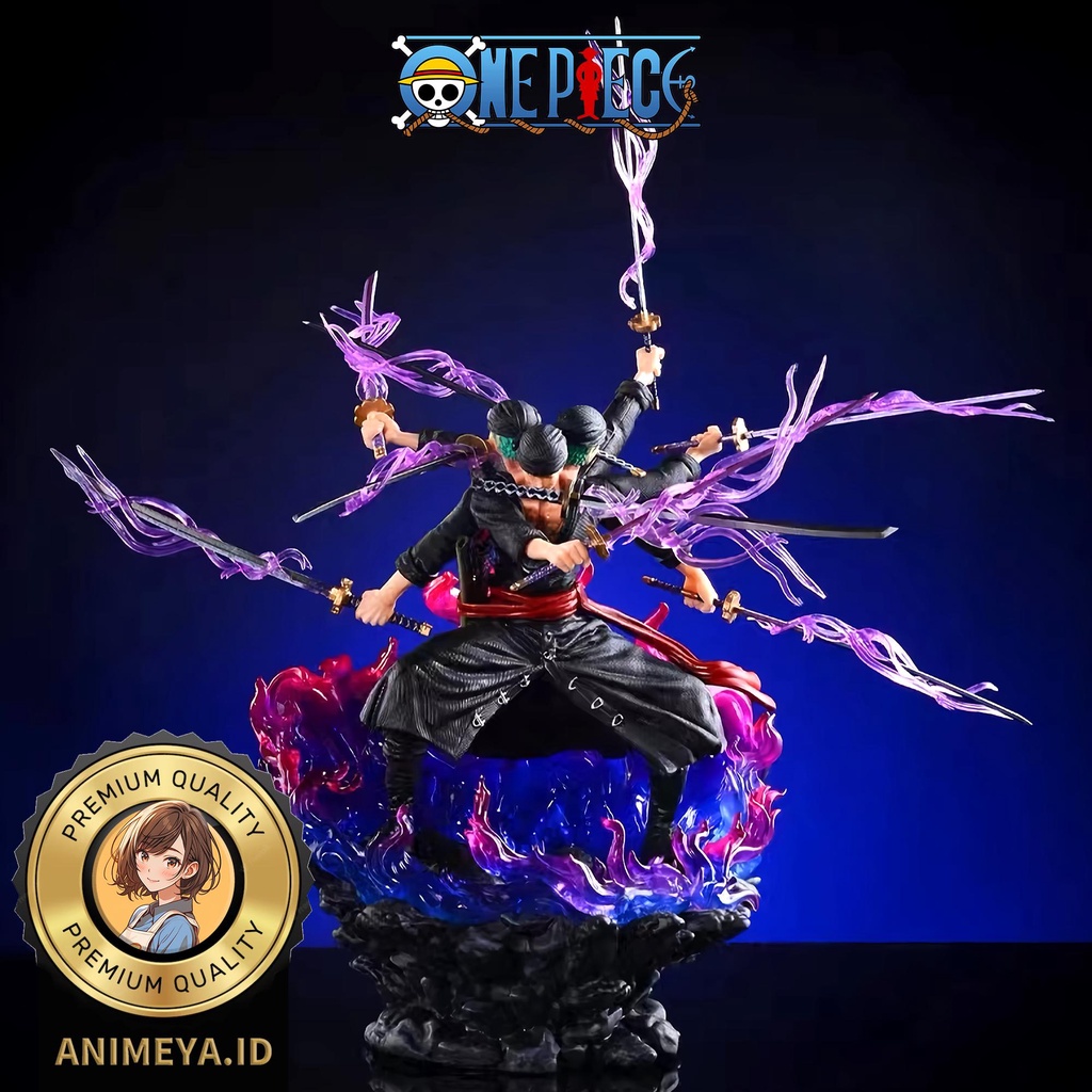 Jual ACTION FIGURE ONE PIECE RORONOA ZORO THREE HEAD 9 KATANA SWORD ...