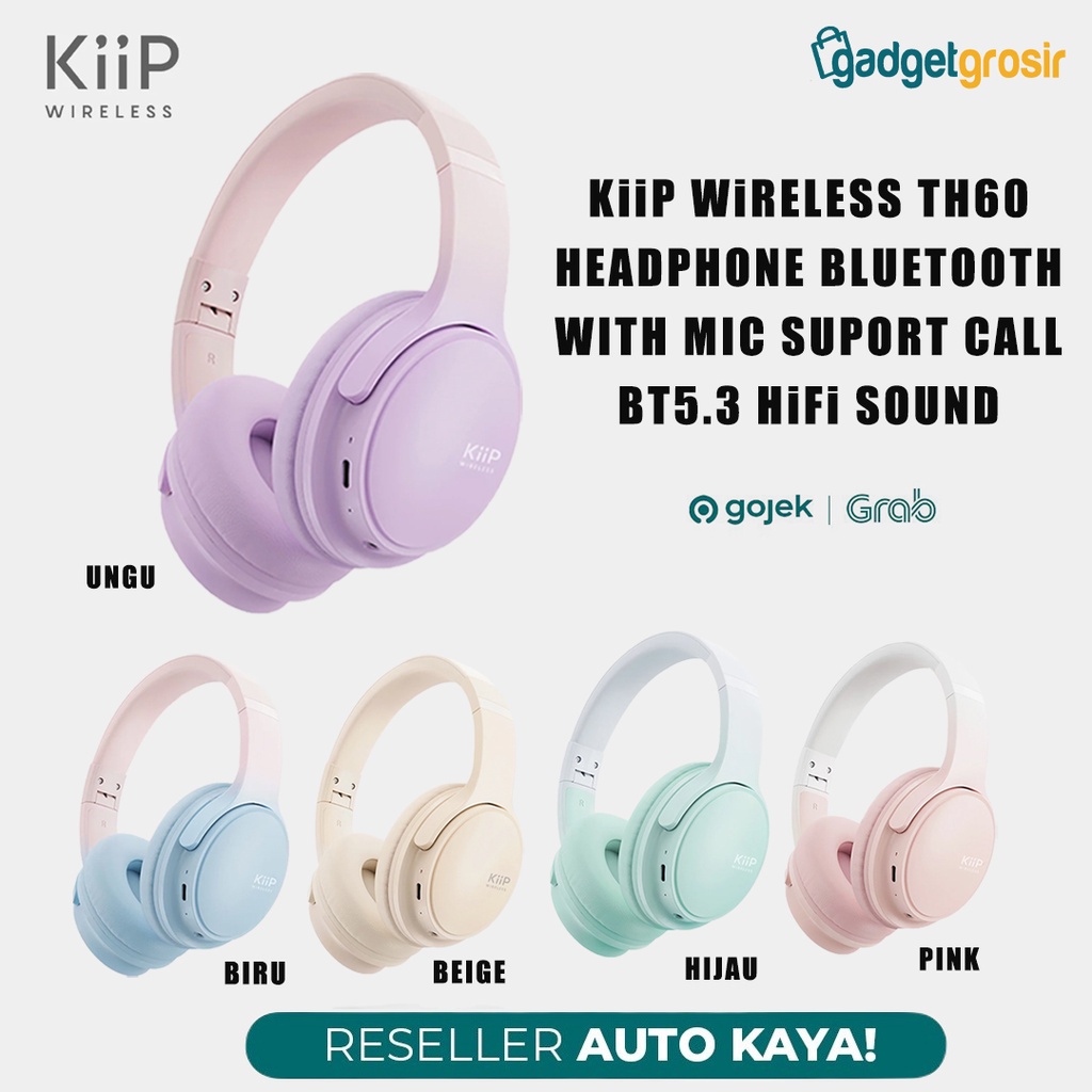 Jual Headphone Bluetooth KiiP Wireless TH60 BT5.3 With Mic Suport Call ...